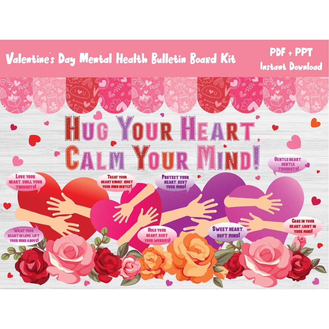 Valentine's Day Mental Health Bulletin Board Kit/february Classroom ...