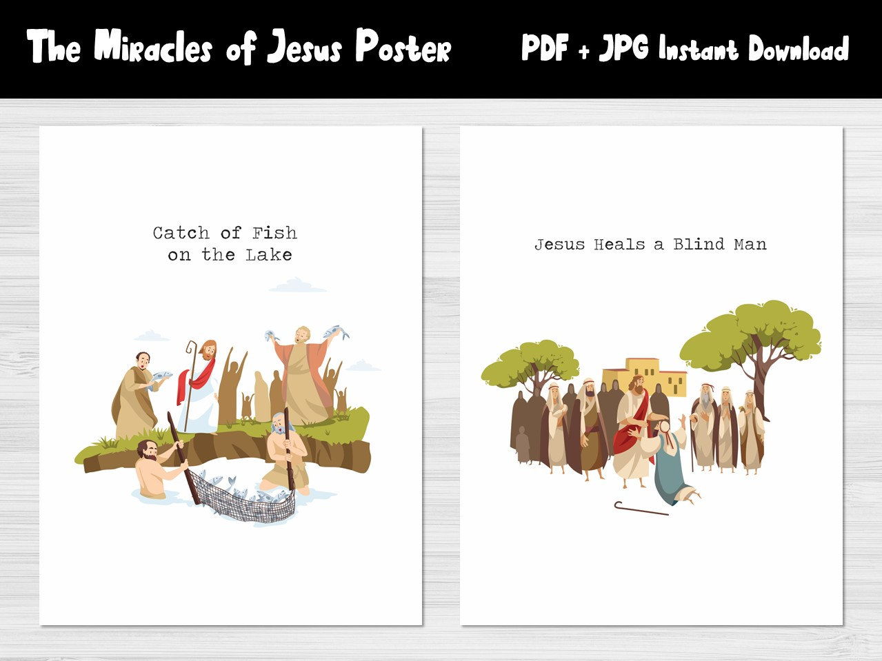 10 Miracles of Jesus Poster/christian Bulletin Board Kit/bible Story ...