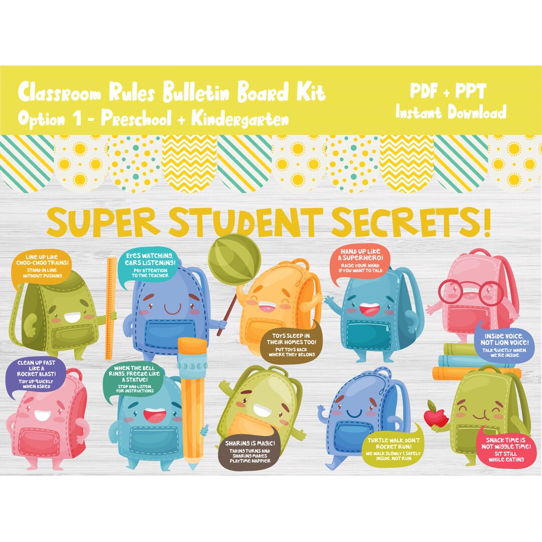 Classroom Rules/kindergarten Welcome Back to School Bulletin Board Kit ...