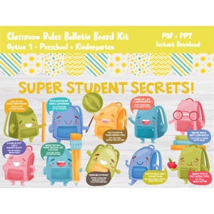 Classroom Rules/kindergarten Welcome Back to School Bulletin Board Kit ...