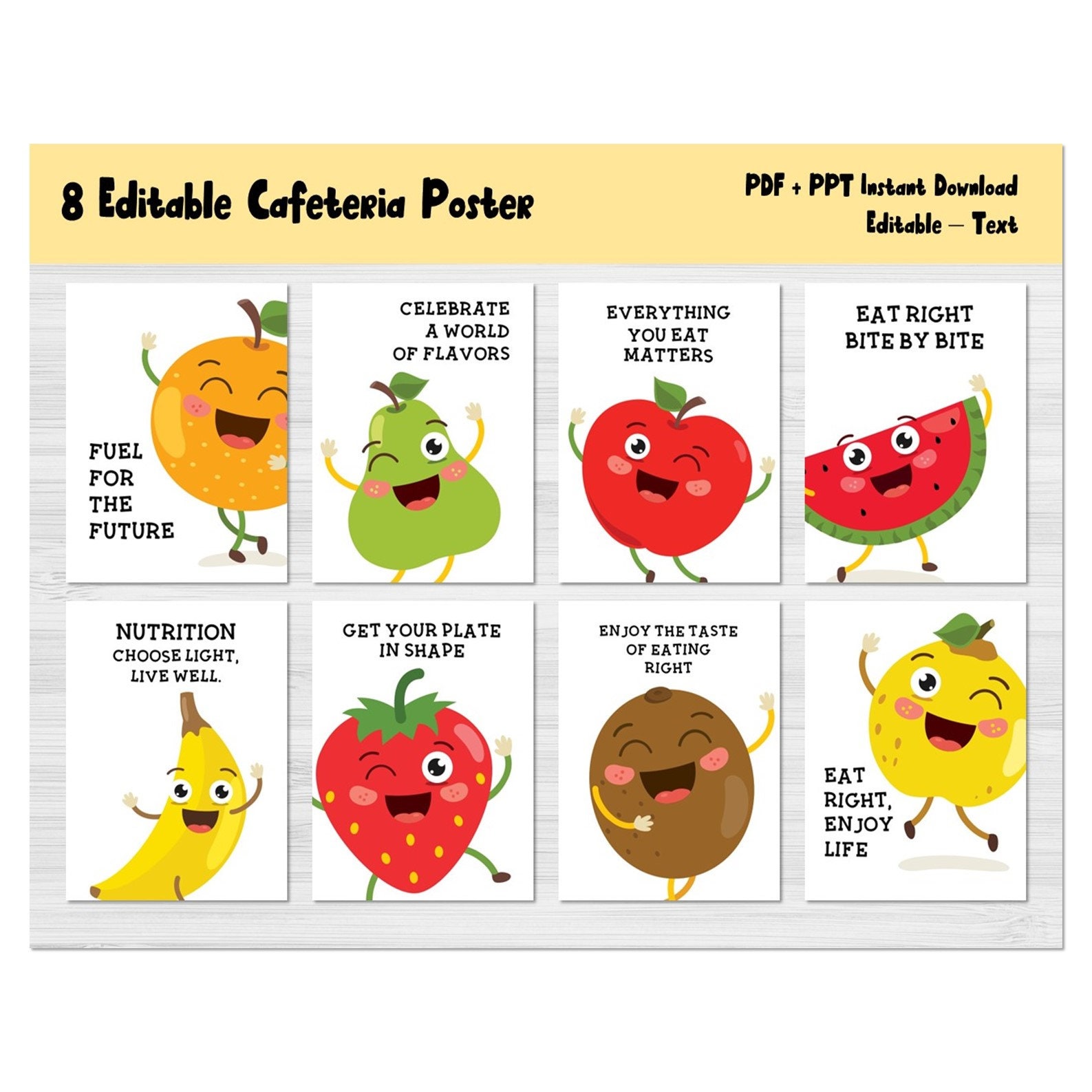 8 Cafeteria Bulletin Board Kit/kindergarten Lunch Room Posters ...