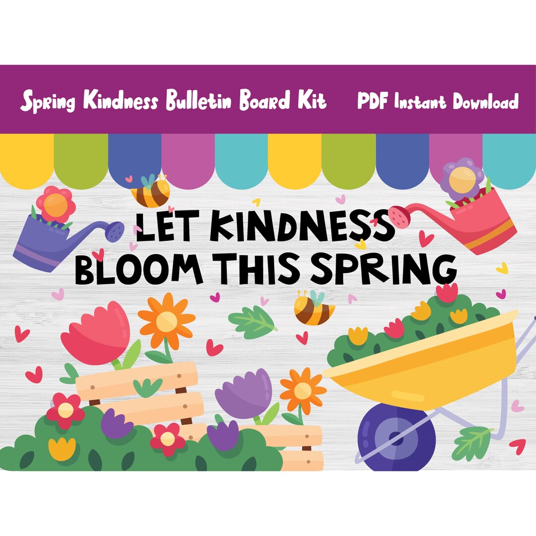 Spring Kindness Bulletin Board Kit/march Classroom Decor/kindergarten ...