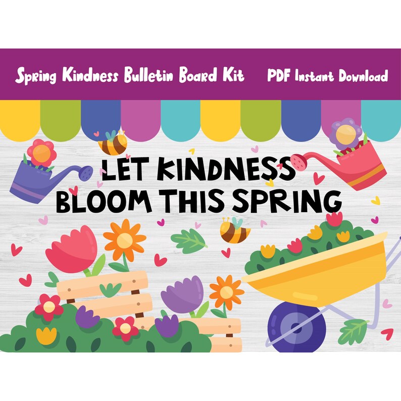 Spring Kindness Bulletin Board Kit/march Classroom Decor/kindergarten ...