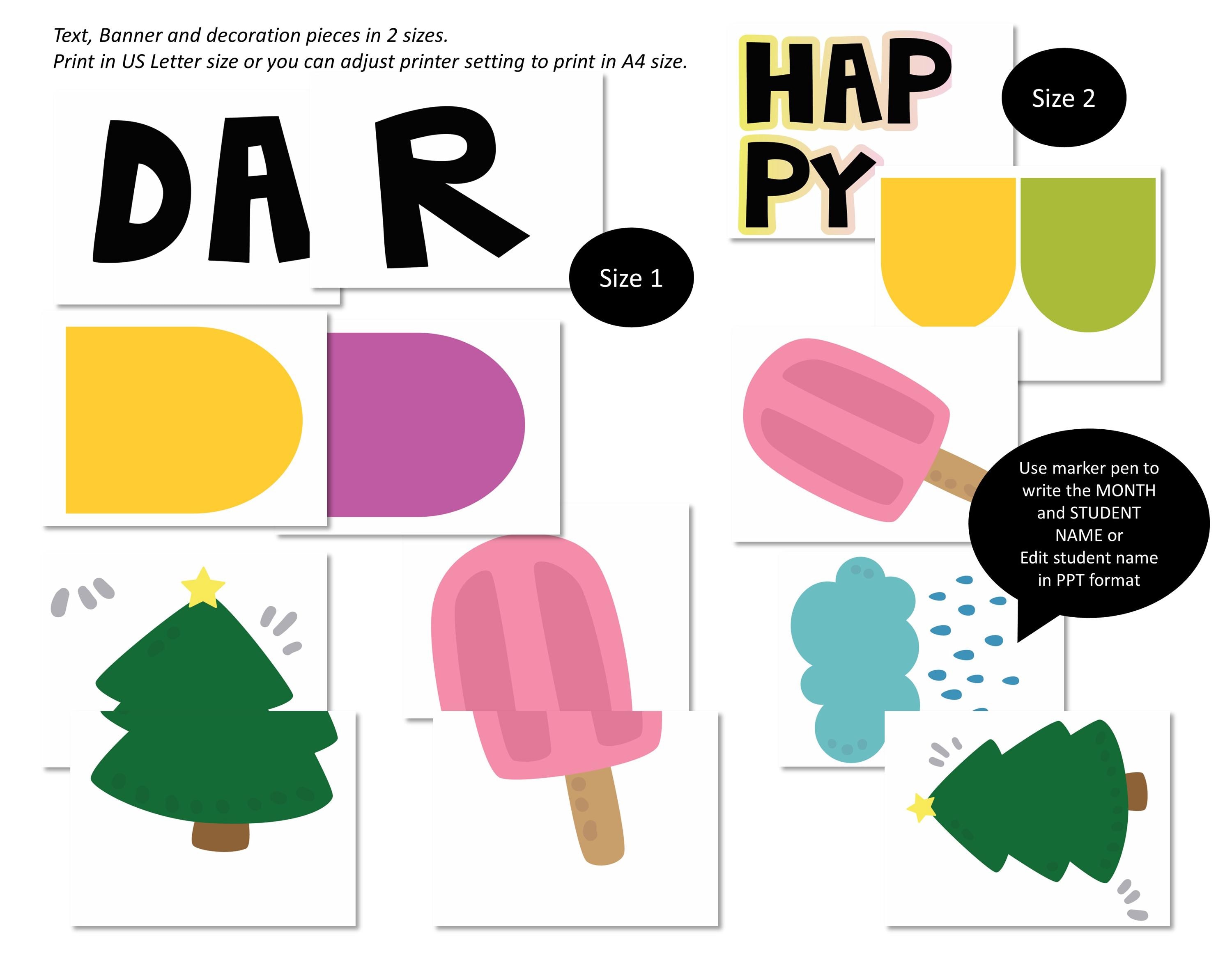 Happy Birthday Bulletin Board Kit/classroom Wall Display/decor ...