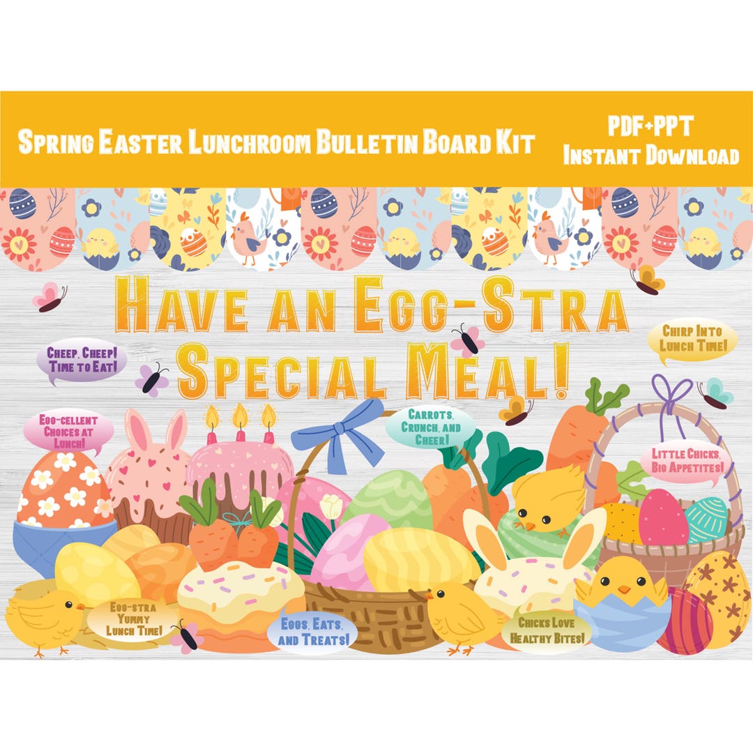 Easter Spring Lunchroom Bulletin Board Kit/april School Cafeteria ...