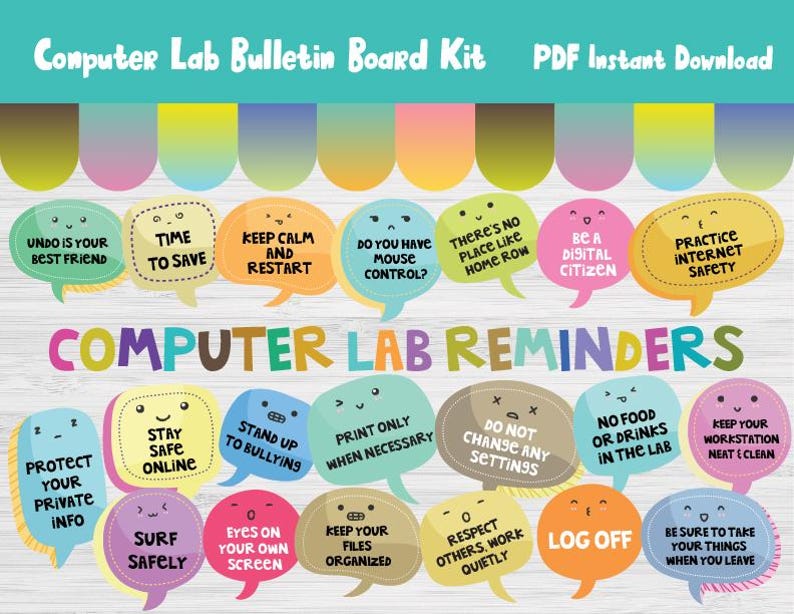 Computer Room Lab Rule Bulletin Board Kit/computer Science Classroom ...