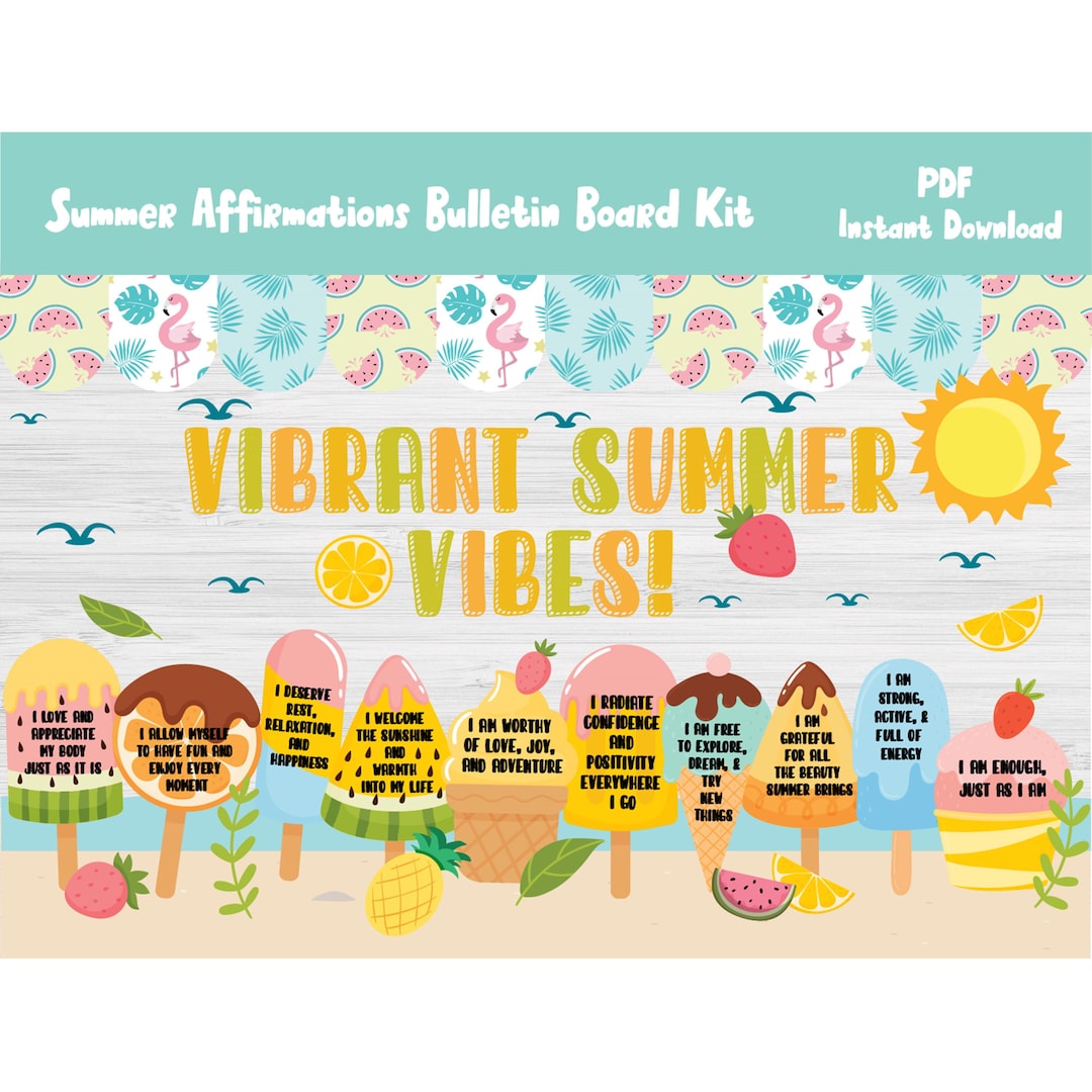 Summer Affirmations/mental Health Bulletin Board Kit/classroom Decor ...