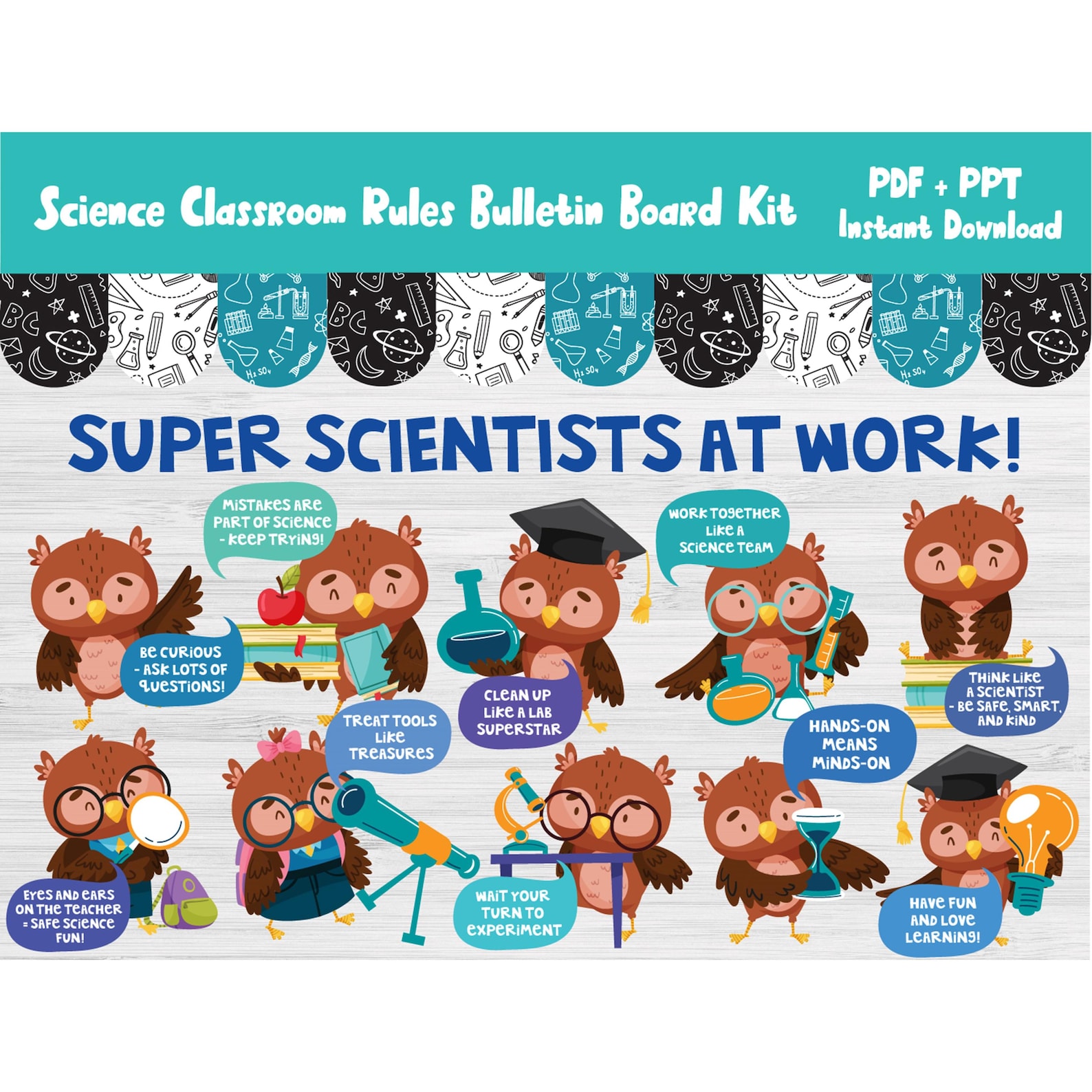 Science STEM Back to School Bulletin Board Kit/lab/classroom Rules Wall ...