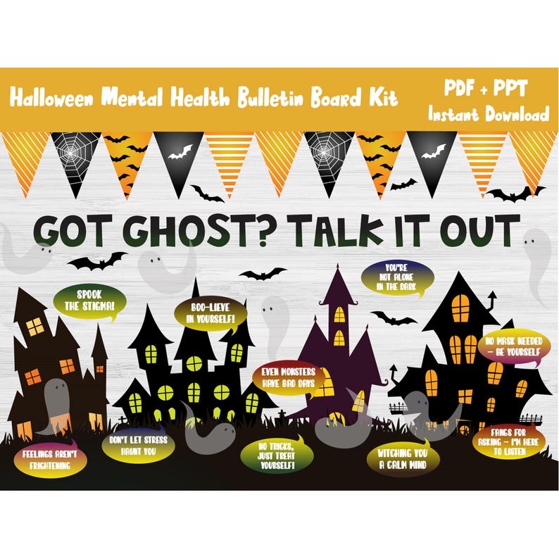 Halloween Mental Health Bulletin Board/spooky Season Classroom Decor ...