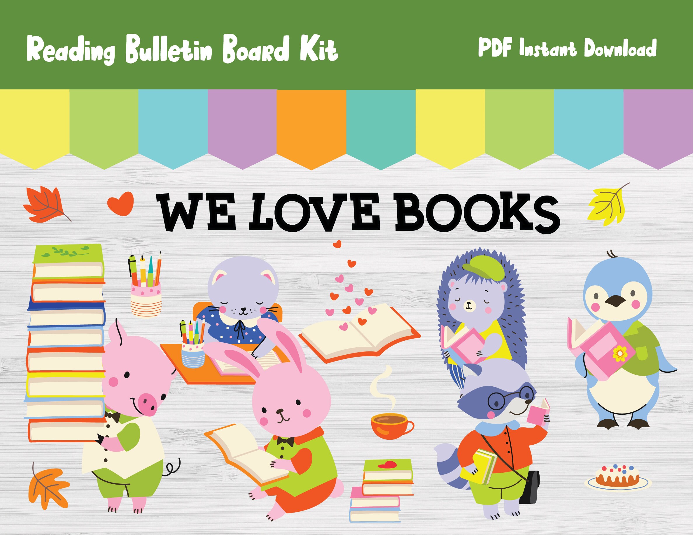 Reading Library Bulletin Board Kit/kindergarten Classroom Read Decor ...