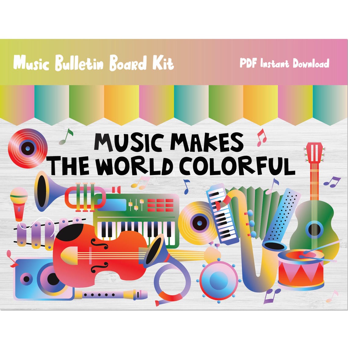 Music Classroom Bulletin Board Kit/music Class Room Decor/wall Door ...