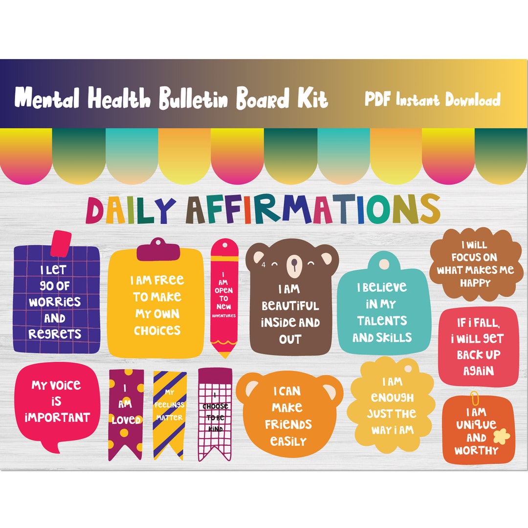 Daily Affirmation/mental Health Bulletin Board Kit/school Counseling ...