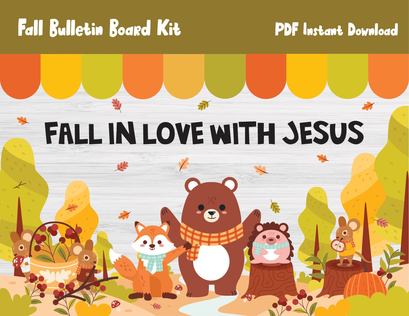 Fall Christian Bulletin Board Kit/sunday School/church Wall Decor ...