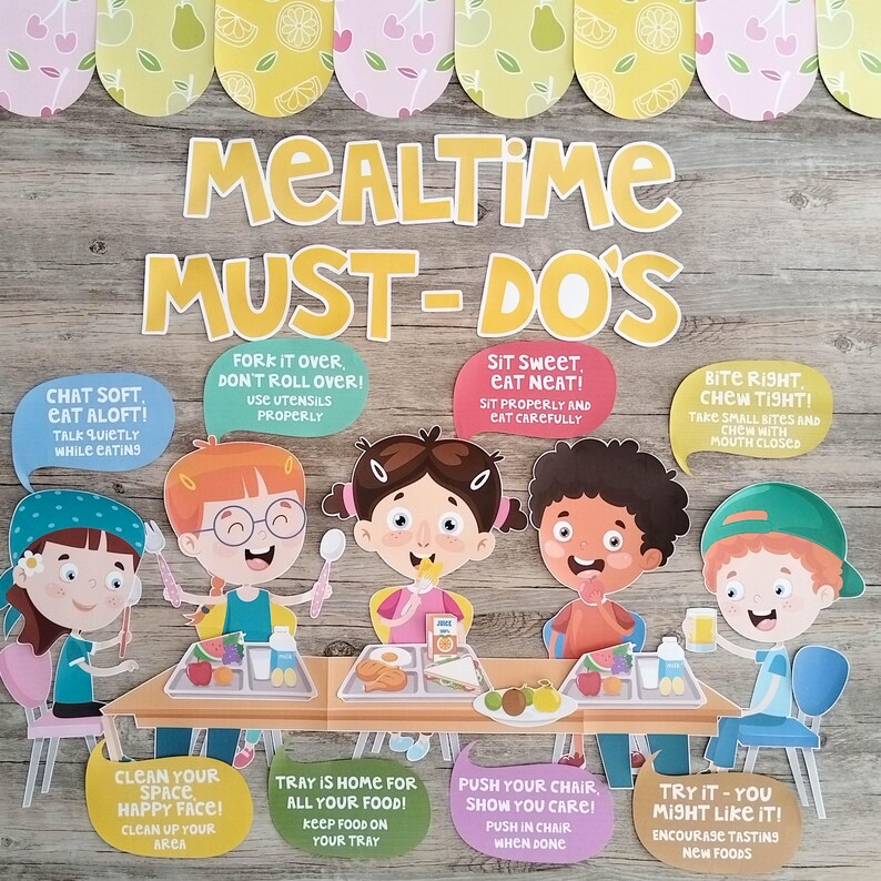 Lunchroom Rules Bulletin Board Kit/school Cafeteria/lunch Room Wall ...
