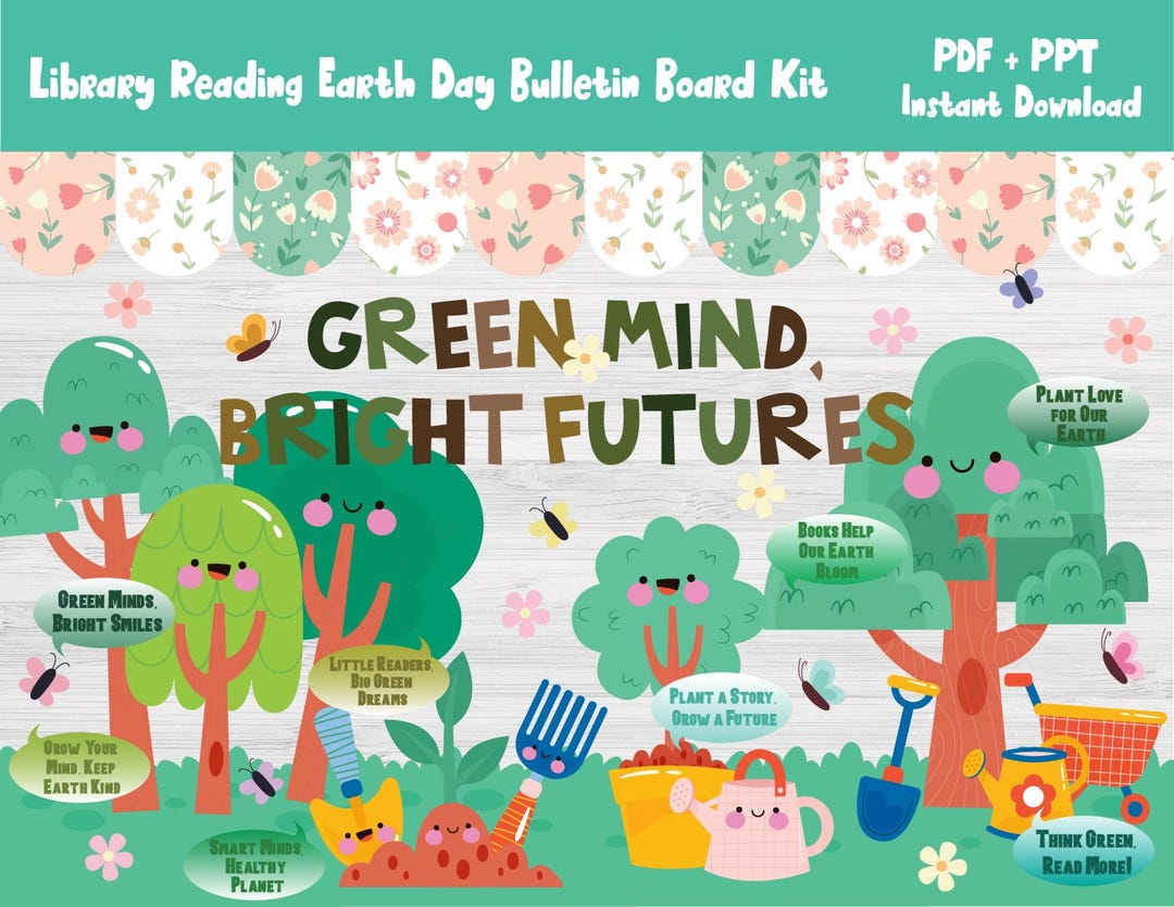 Earth Day Library Bulletin Board Kit/environmental/april Classroom Wall ...