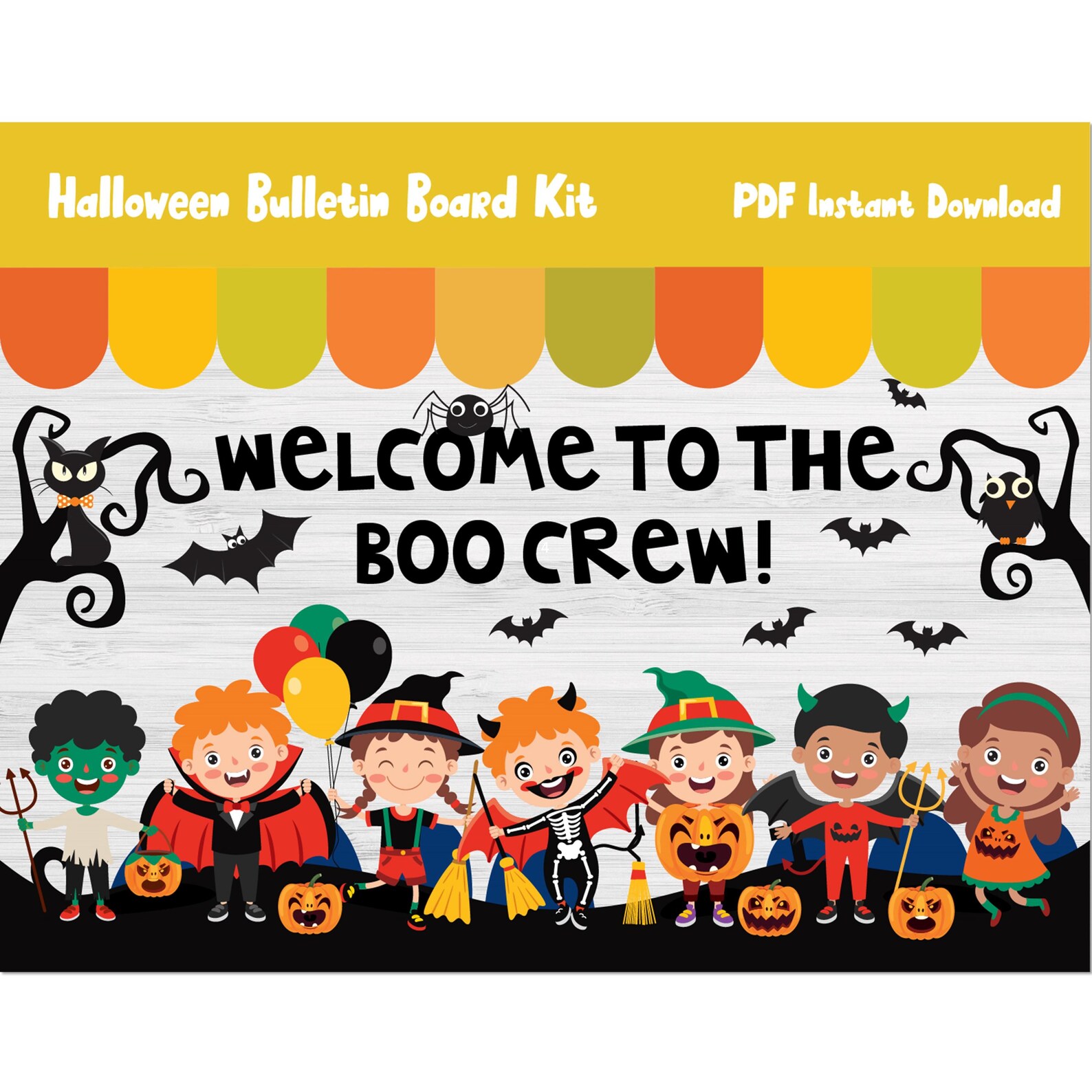 Halloween Bulletin Board Kit/fall October Kindergarten Classroom Decor ...