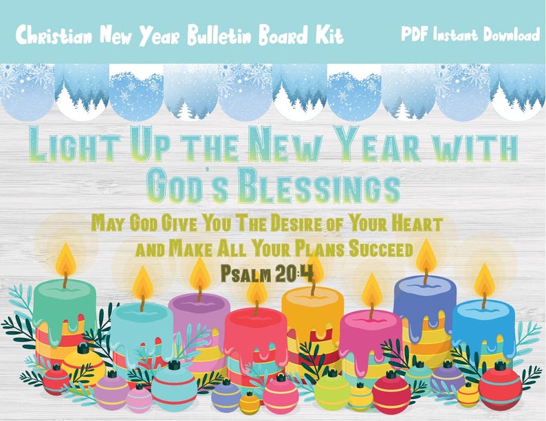 New Year Church Bulletin Board Kit/january Sunday School Christian ...