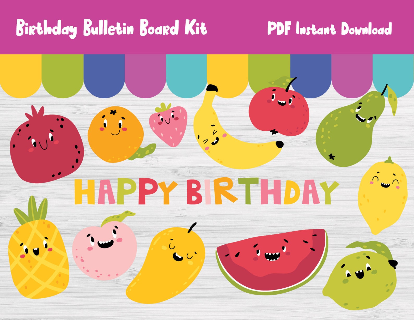 Happy Birthday Bulletin Board Kit/classroom Wall Display/decor ...