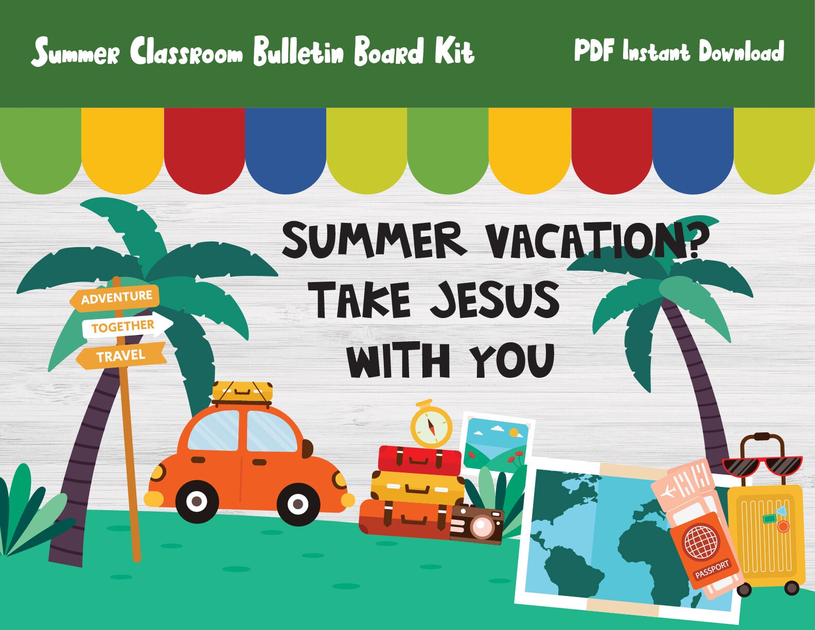 Summer Christian Bulletin Board Kit/preschool Classroom Printable ...