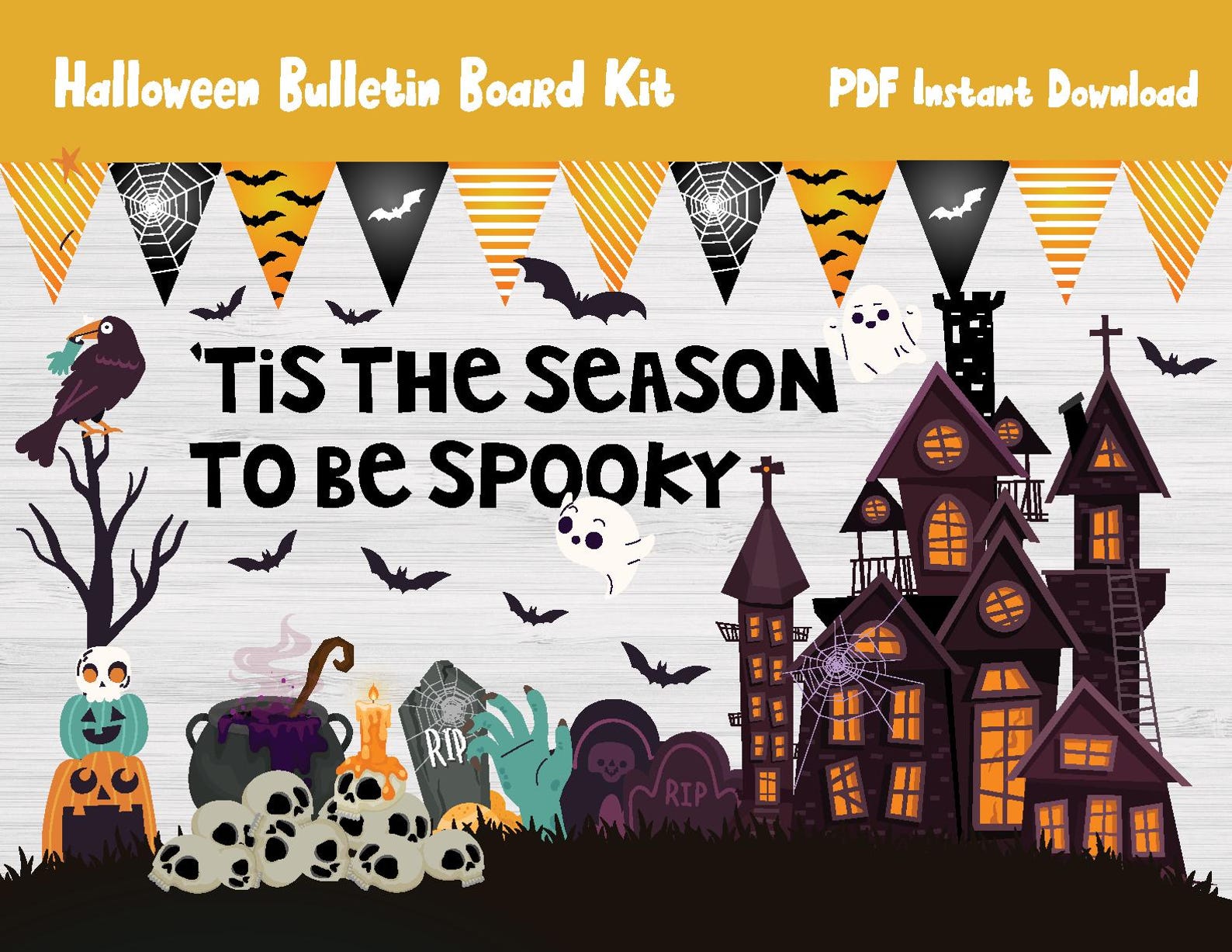 Halloween Bulletin Board Kit/fall October Kindergarten Classroom Decor ...