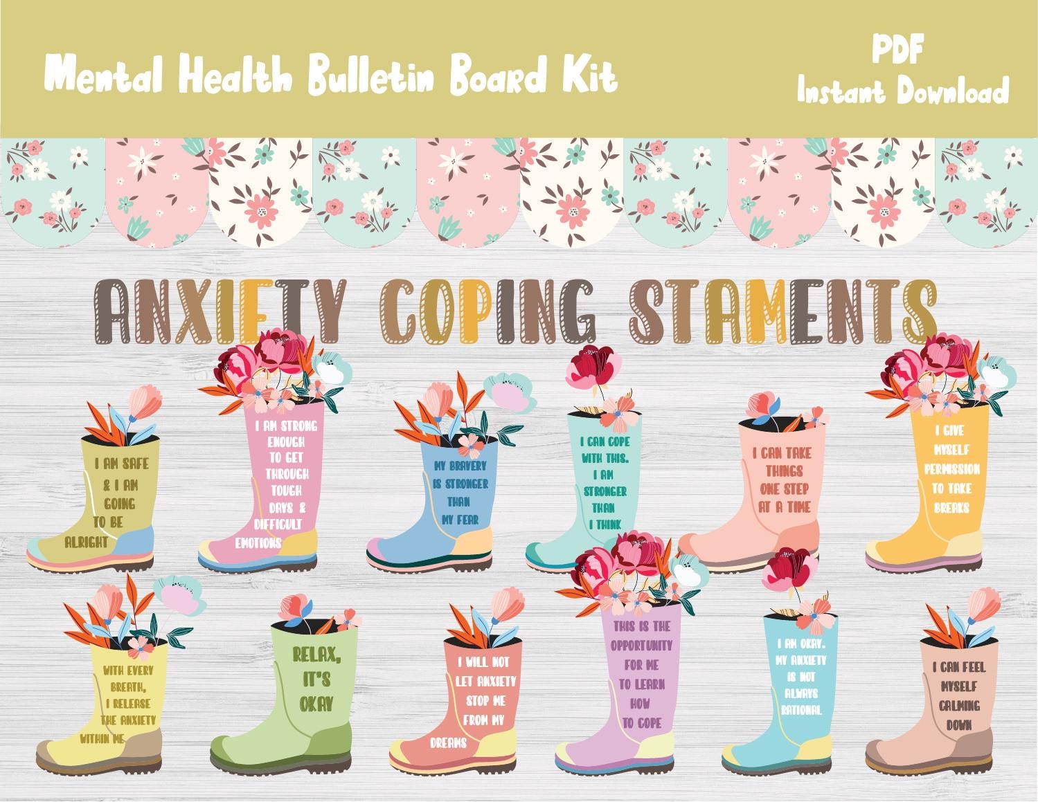 Mental Health Bulletin Board Kit/anxiety/school Counselor/counseling ...