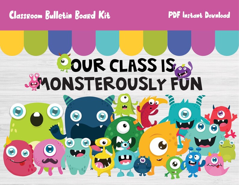 Kindergarten Bulletin Board Kit/halloween Monster Classroom Decor ...