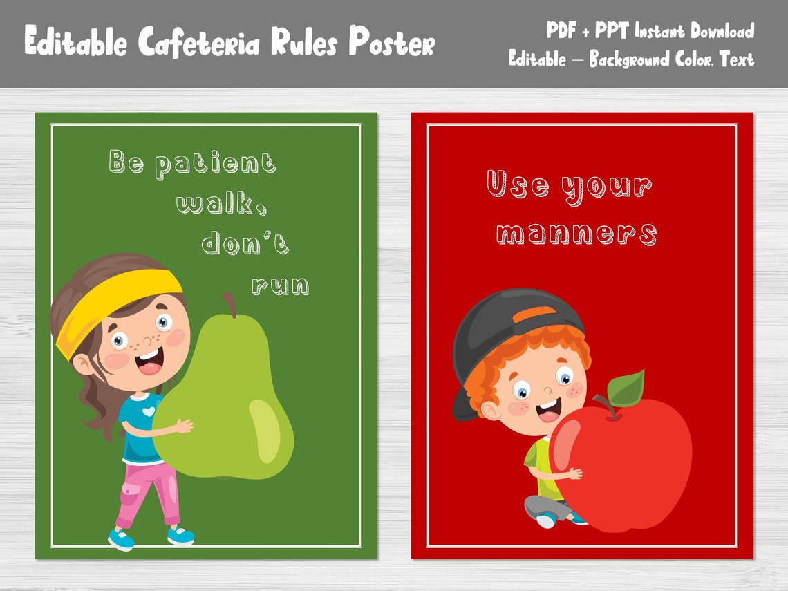 8 Cafeteria Bulletin Board Kit/kindergarten Lunch Room Posters ...