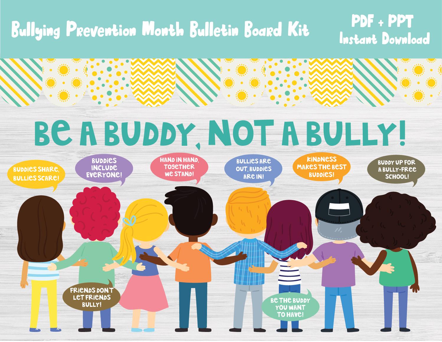 Bullying Prevention Awareness Month Bulletin Board Kit/october Anti ...