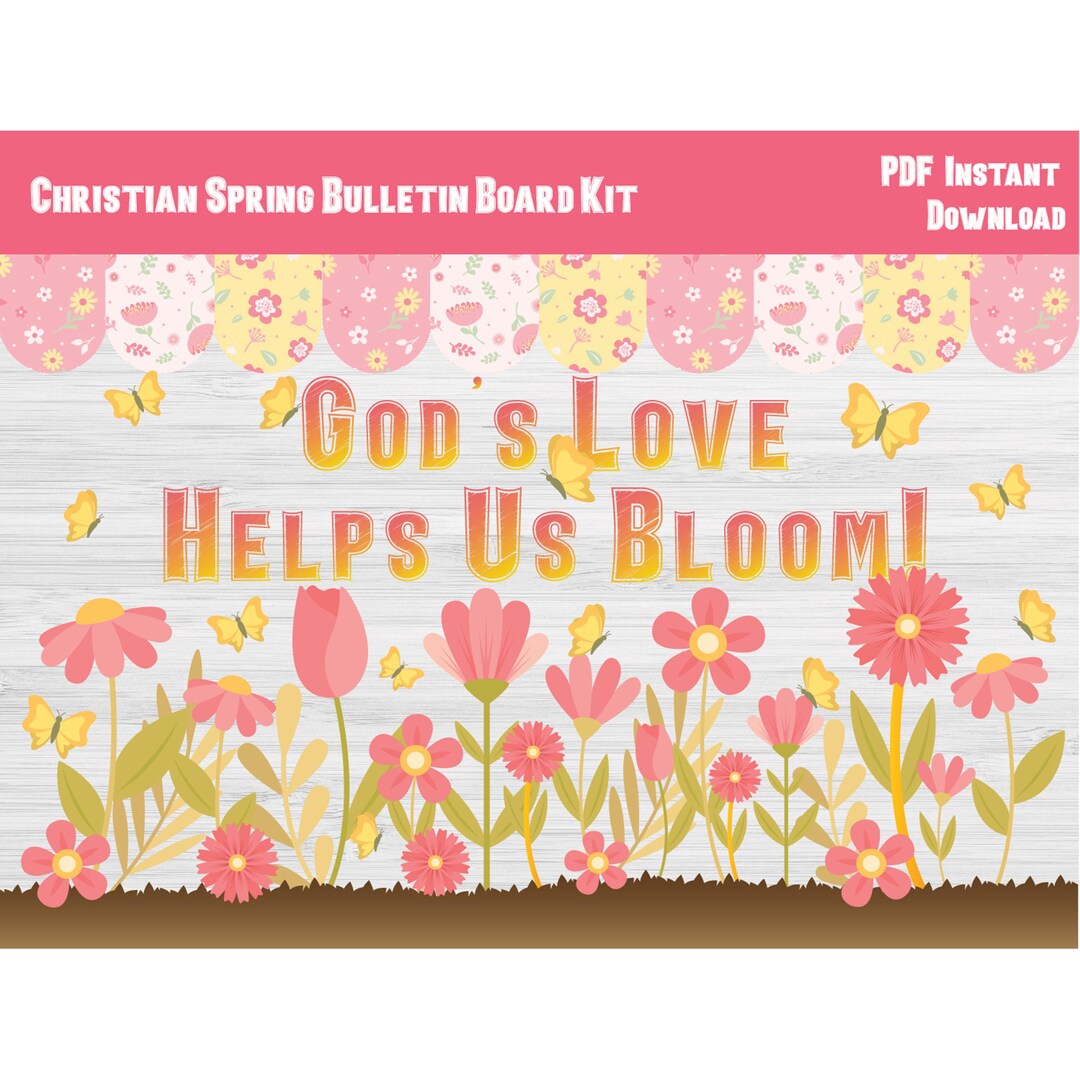 Spring Christian Bulletin Board Kit/church Sunday School Classroom Wall ...