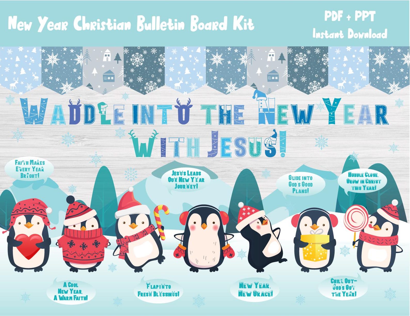 Christian January New Year Bulletin Board Kit/2026 Church Sunday School ...