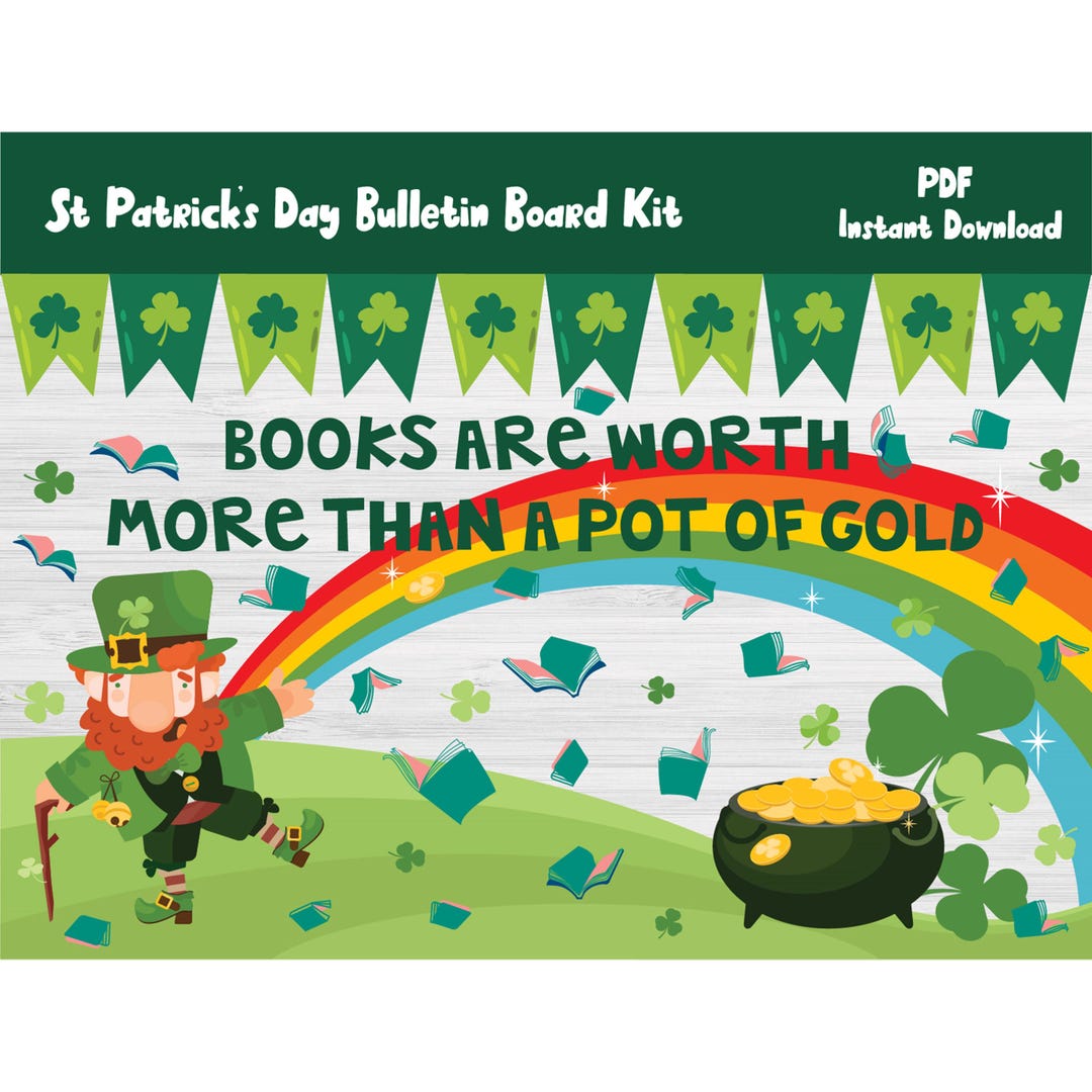 St Patrick's Day Library Reading Bulletin Board Kit/march Classroom ...