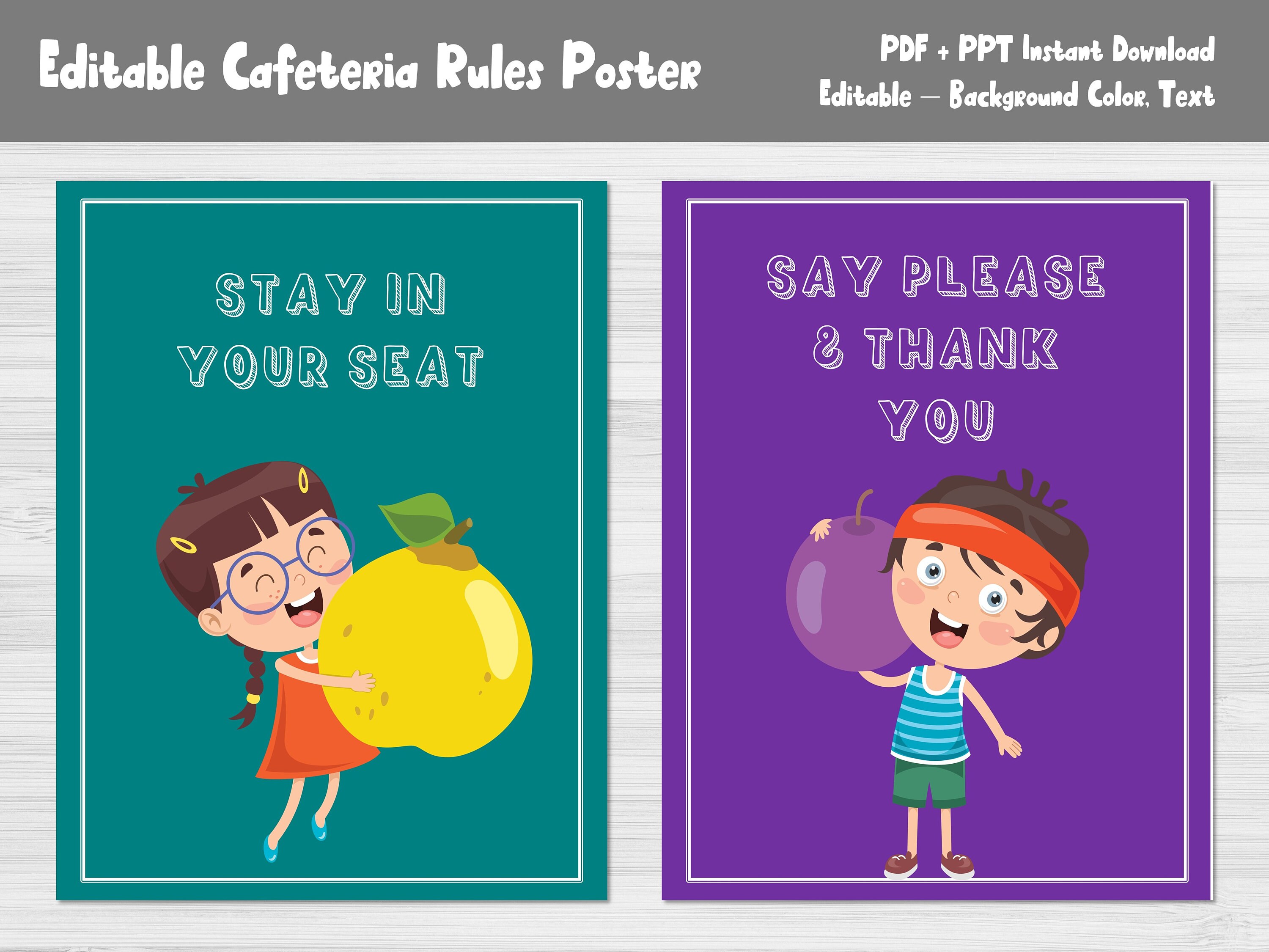 8 Cafeteria Bulletin Board Kit/kindergarten Lunch Room Posters ...