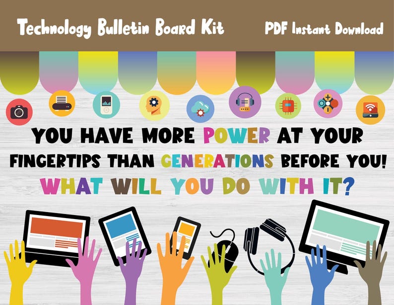 Tech Technology Bulletin Board Kit/computer Lab/classroom/school Wall ...