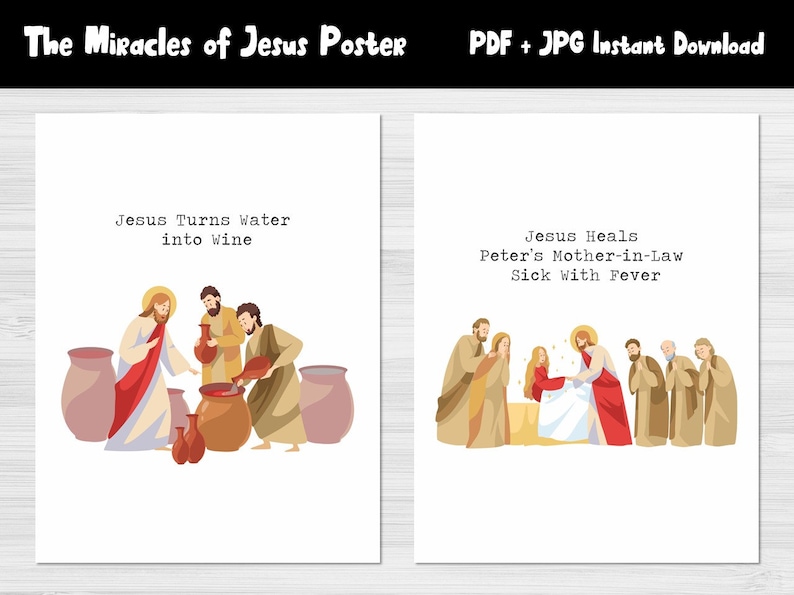 10 Miracles of Jesus Poster/christian Bulletin Board Kit/bible Story ...