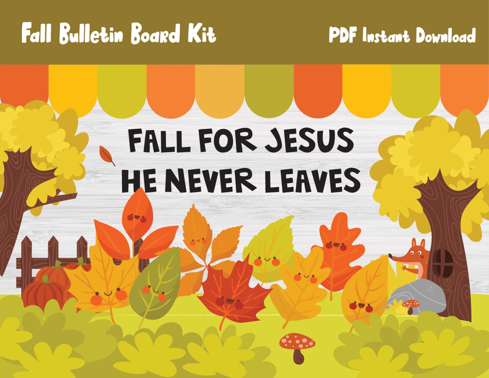 Fall Christian Bulletin Board Kit/sunday School/church Wall Decor ...