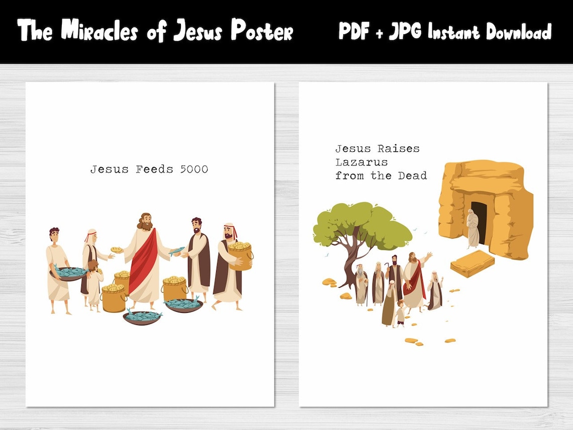 10 Miracles of Jesus Poster/christian Bulletin Board Kit/bible Story ...