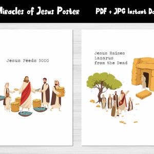 10 Miracles of Jesus Poster/christian Bulletin Board Kit/bible Story ...
