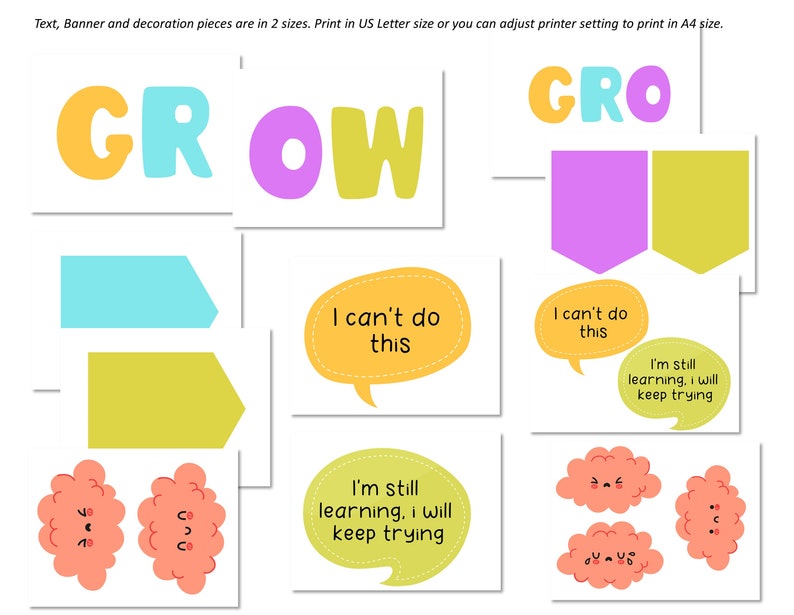 Growth Mindset Bulletin Board Kit/kindergarten Classroom Motivational ...