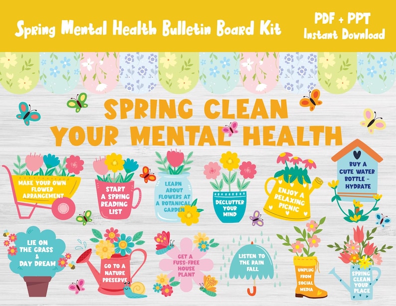 Spring Mental Health Awareness Bulletin Board Kit/classroom Decor ...