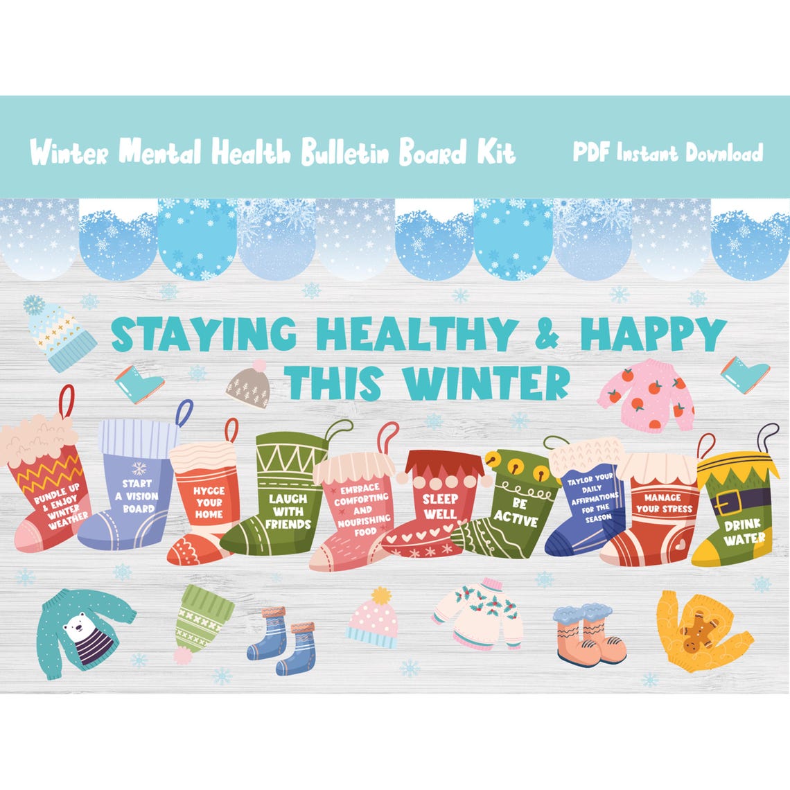 Winter Health Office Bulletin Board Kit/school Nurse/classroom Decor ...