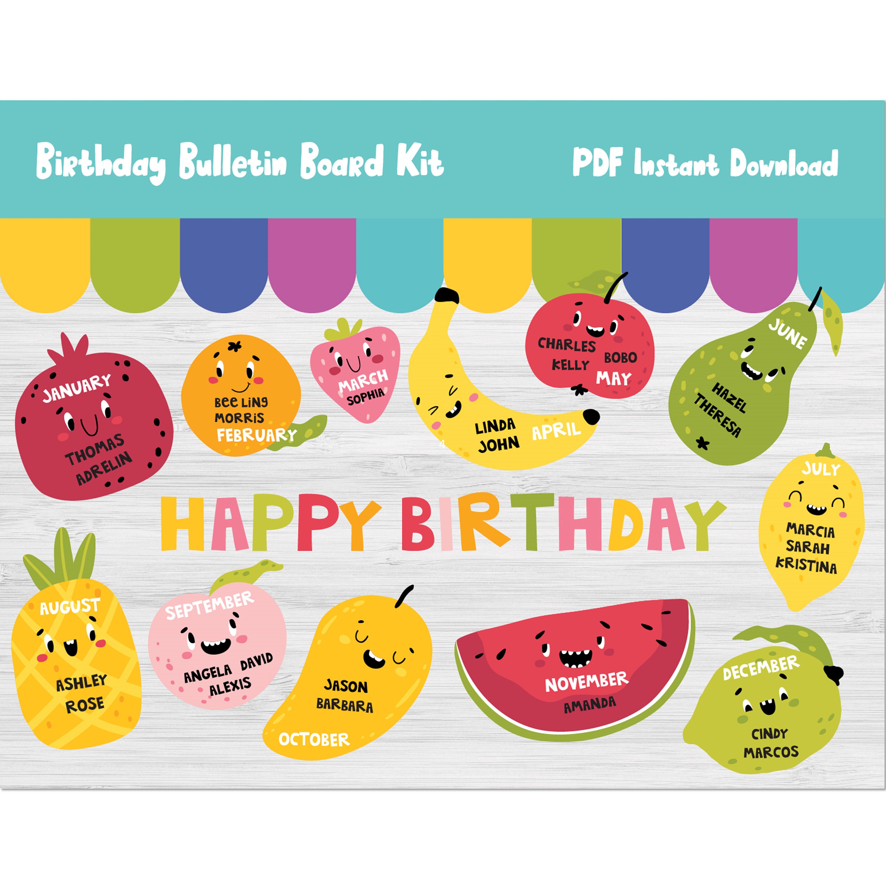 Happy Birthday Bulletin Board Kit/classroom Wall Display/decor ...