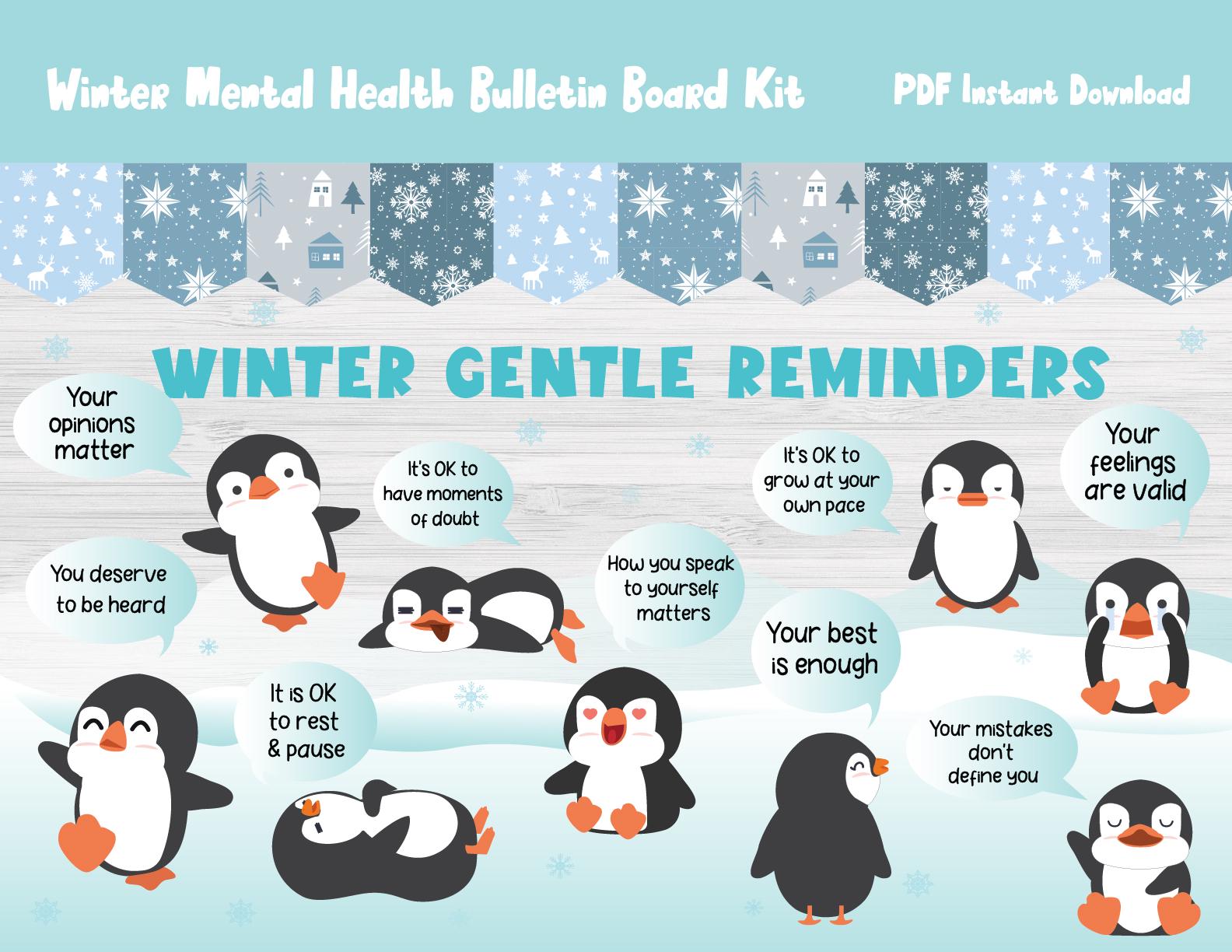 Winter Mental Health Bulletin Board Kit/december Kindergarten Preschool ...