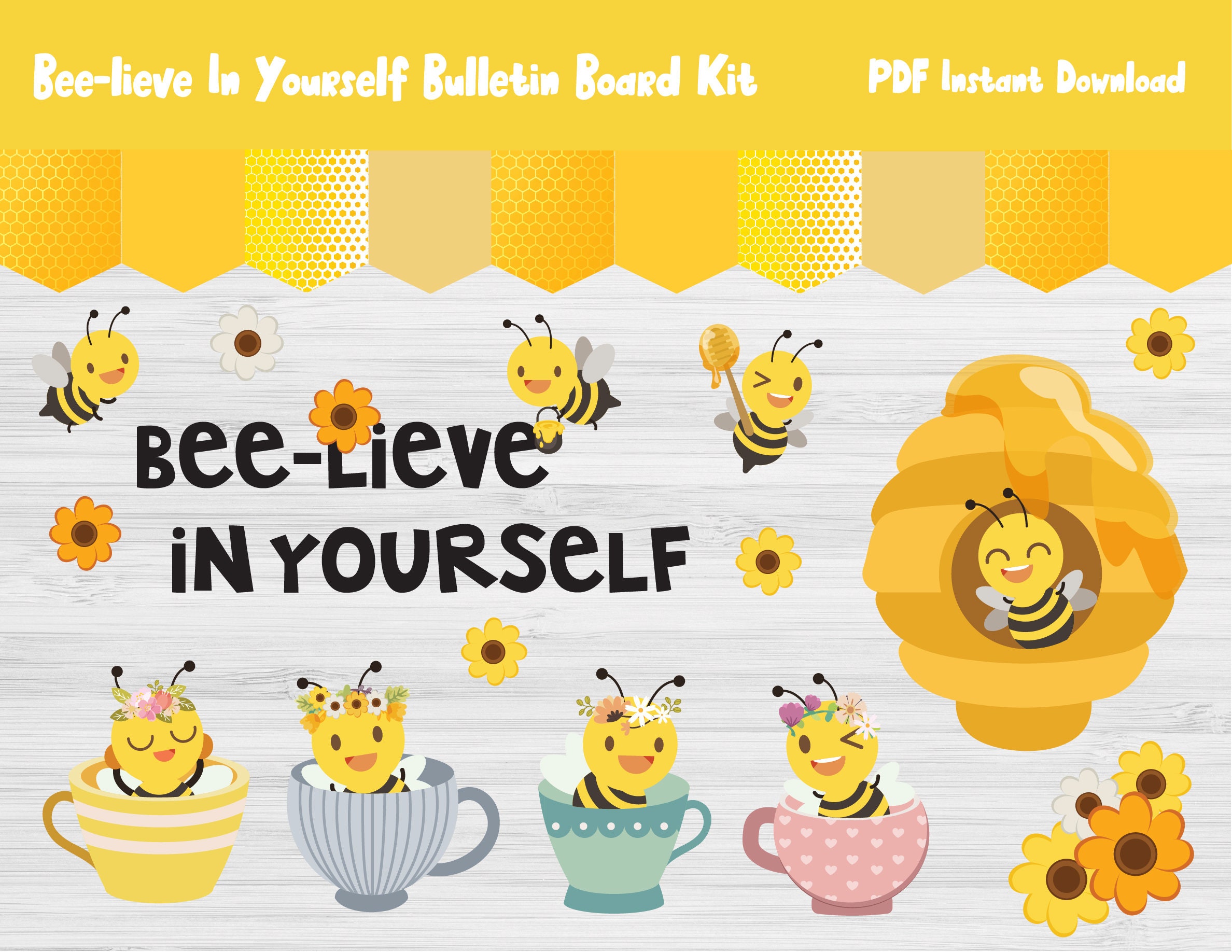 Growth Mindset Bulletin Board Kit/kindergarten Classroom Motivational ...