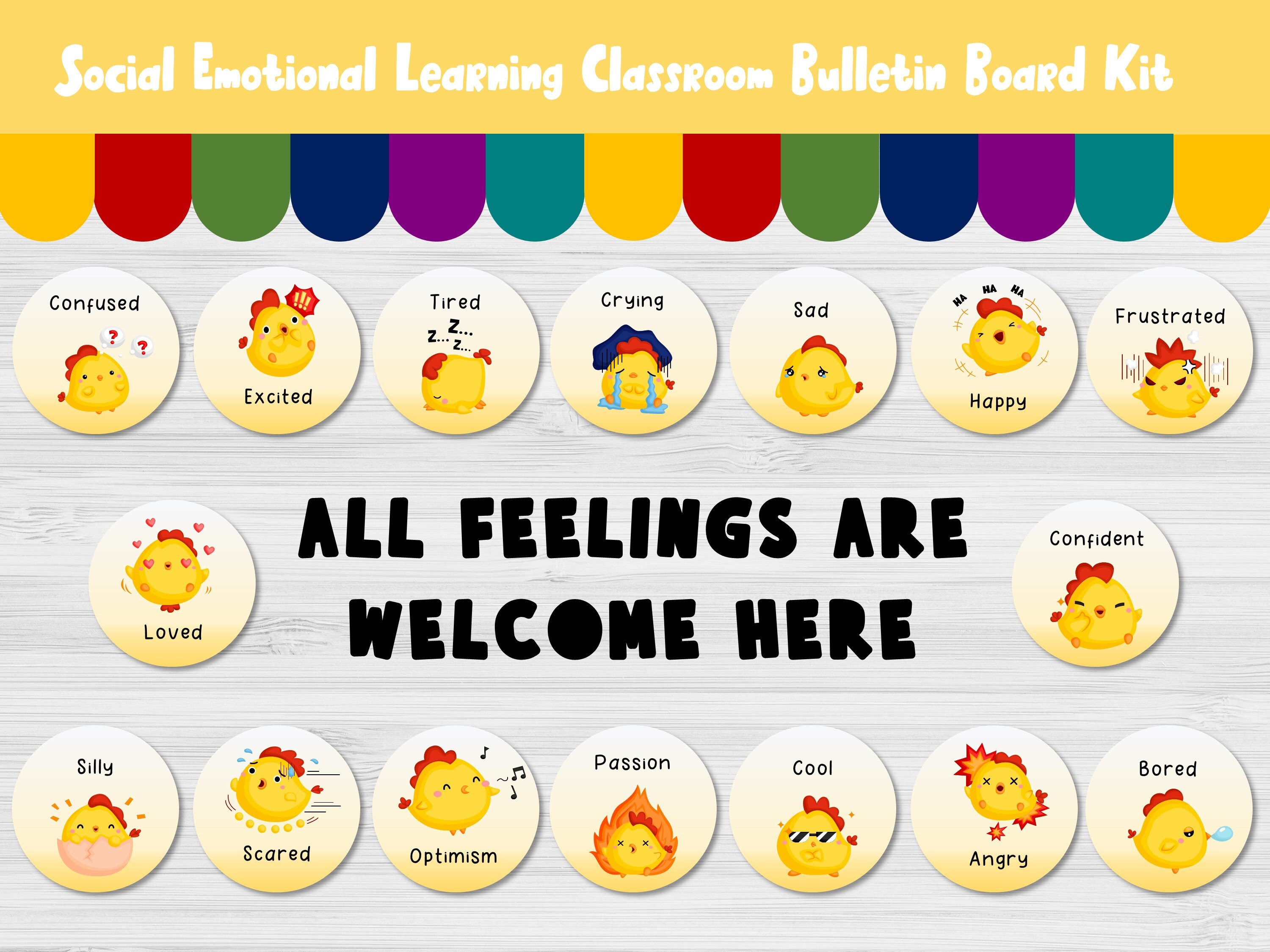 Social Emotional Learning Bulletin Board Kits/sel/motivational Kindergarten Classroom Decor ...