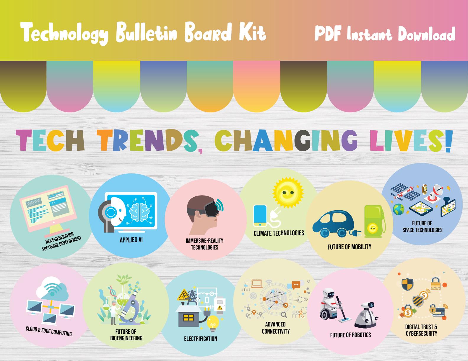 Tech Technology Bulletin Board Kit/computer Lab/classroom/school Wall ...