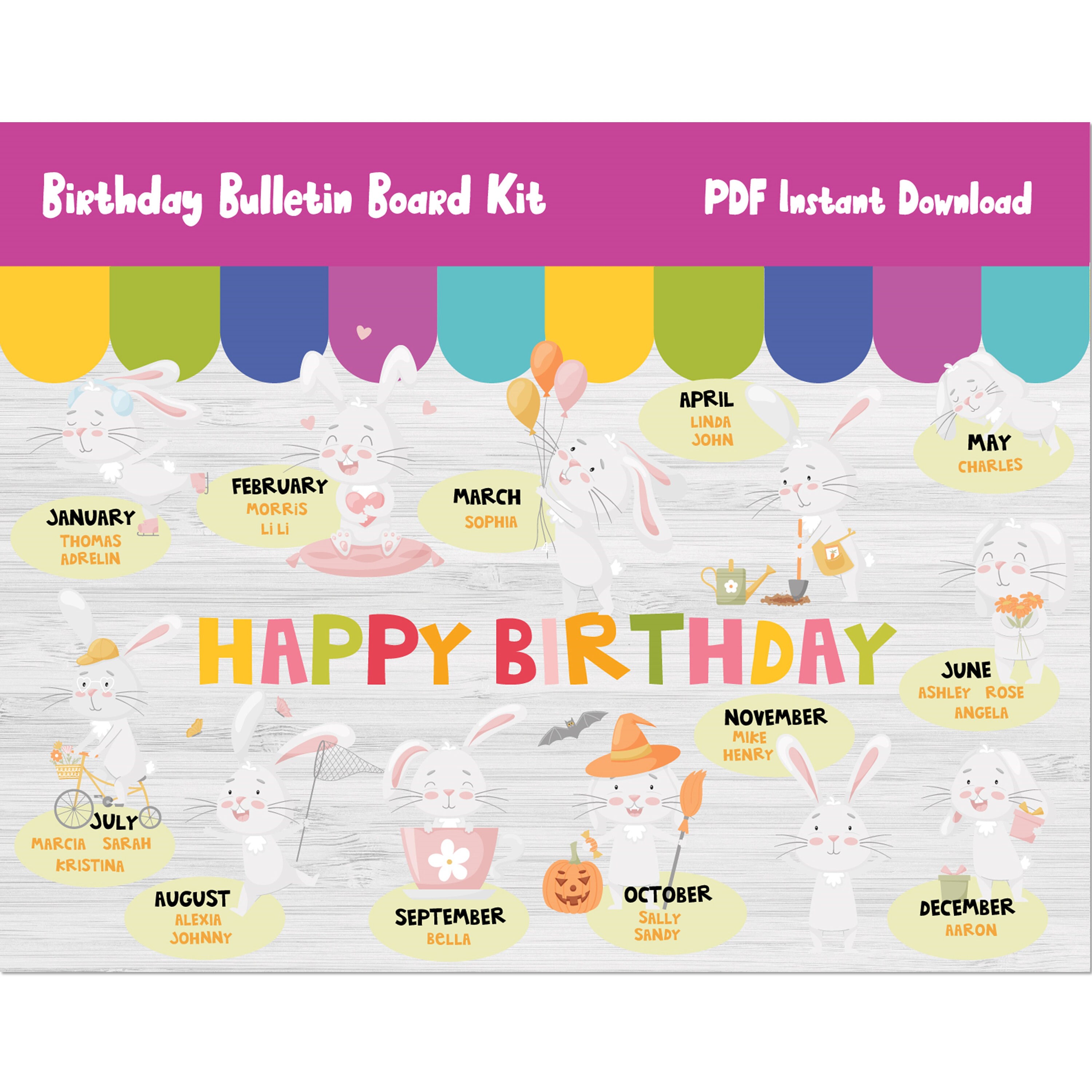 Happy Birthday Bulletin Board Kit/classroom Wall Display/decor ...