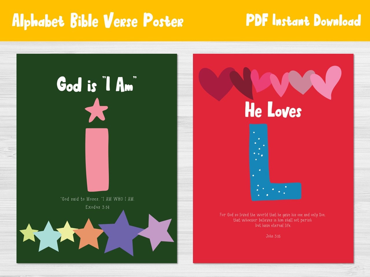 ABC Alphabet Bible Verse Poster/christian Scripture Wall Art/god Decor ...