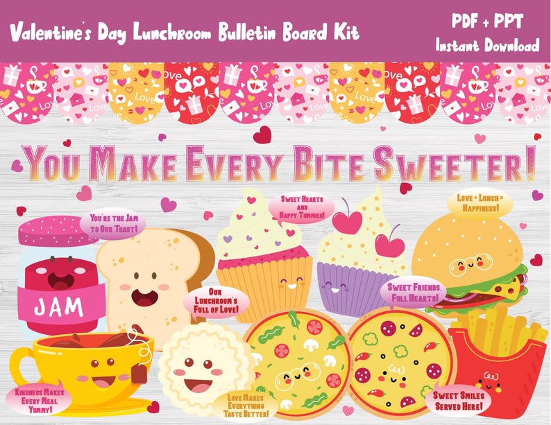 Valentine's Day School Lunchroom Bulletin Board/february Cafeteria Wall ...