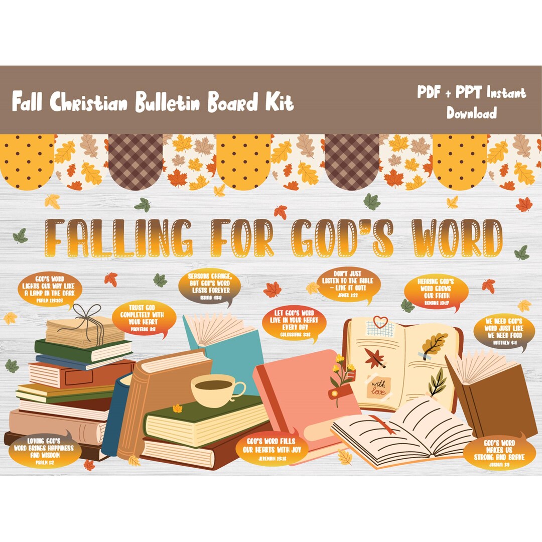Fall Christian Bulletin Board Kit/sunday School/church Wall Decor ...
