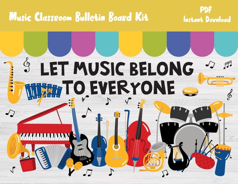 Music Classroom Bulletin Board Kit/music Class Room Decor/wall Door ...